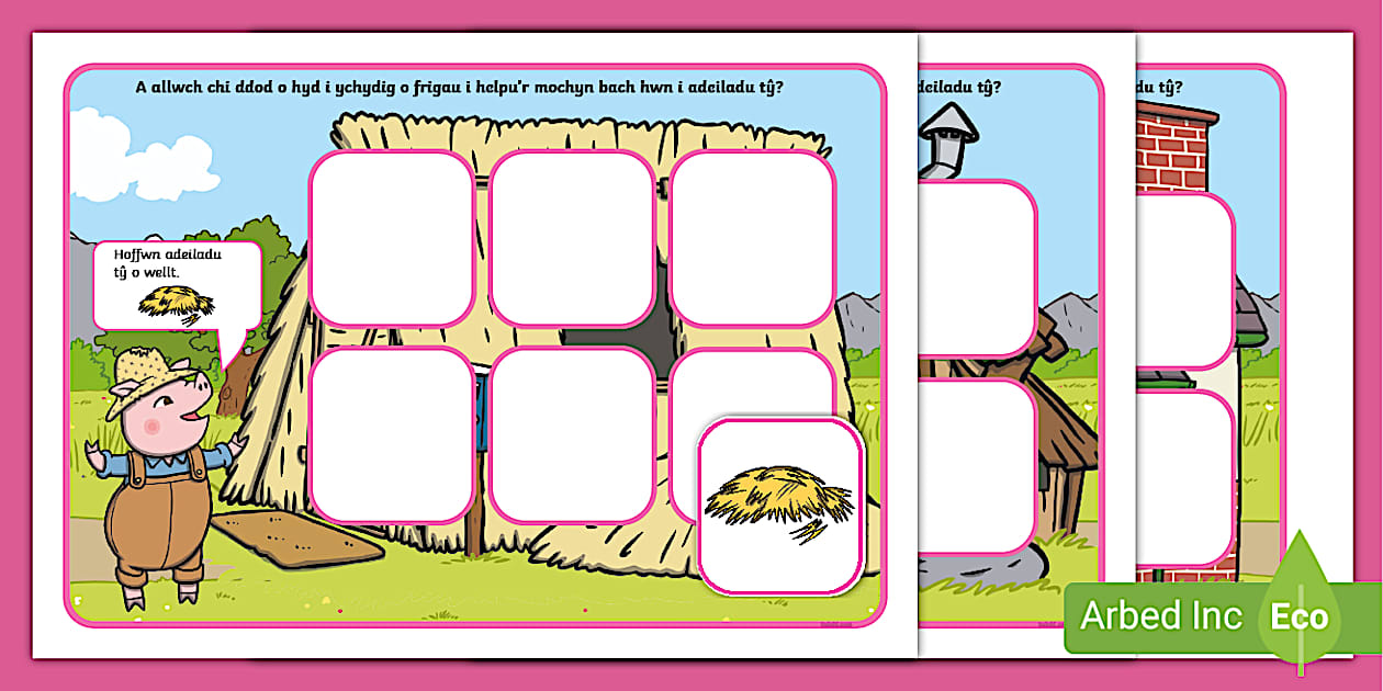 Gweithgaredd Didoli Tai Y Tri Mochyn Bach - Twinkl