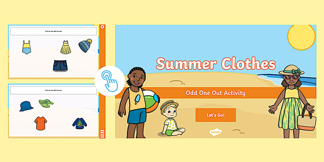 Summer Clothes Interactive Odd One Out - Twinkl