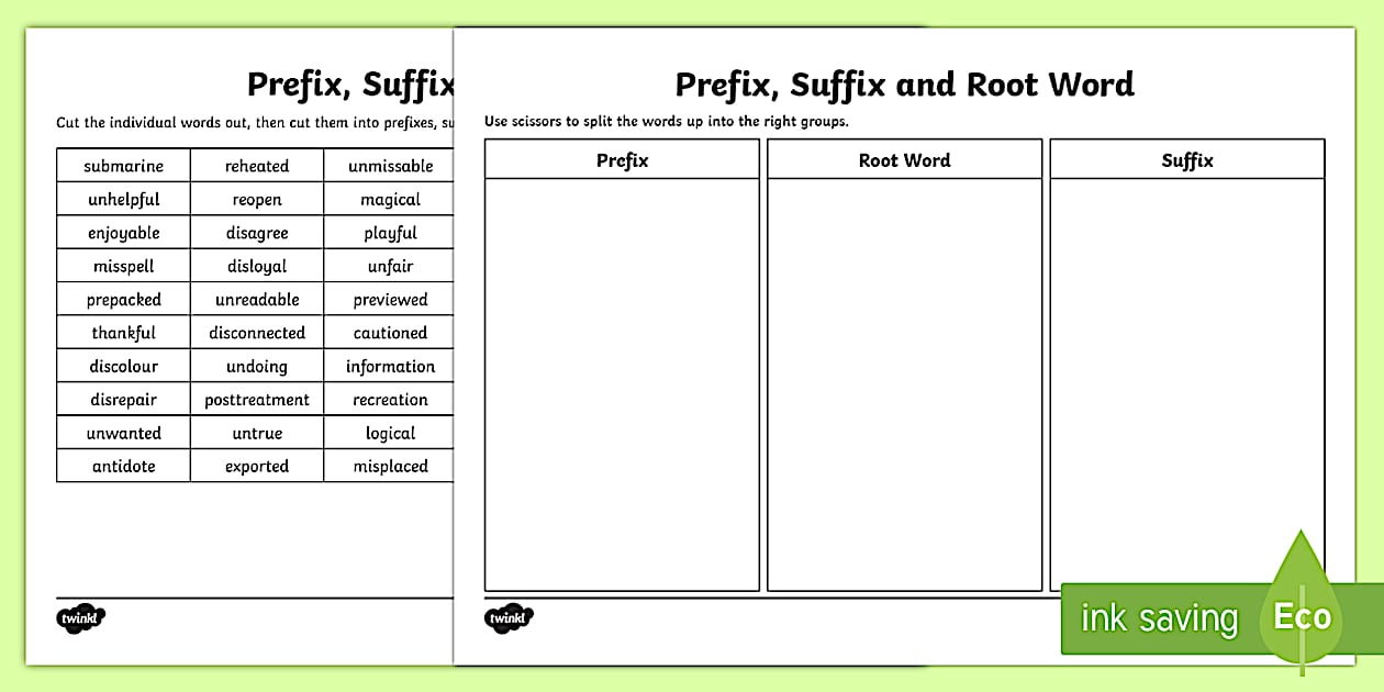 Prefix, Suffixes, Root Word Worksheet | Twinkl USA - Twinkl