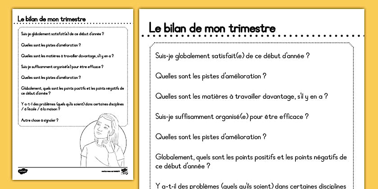 Le bilan de mon trimestre (teacher made) - Twinkl