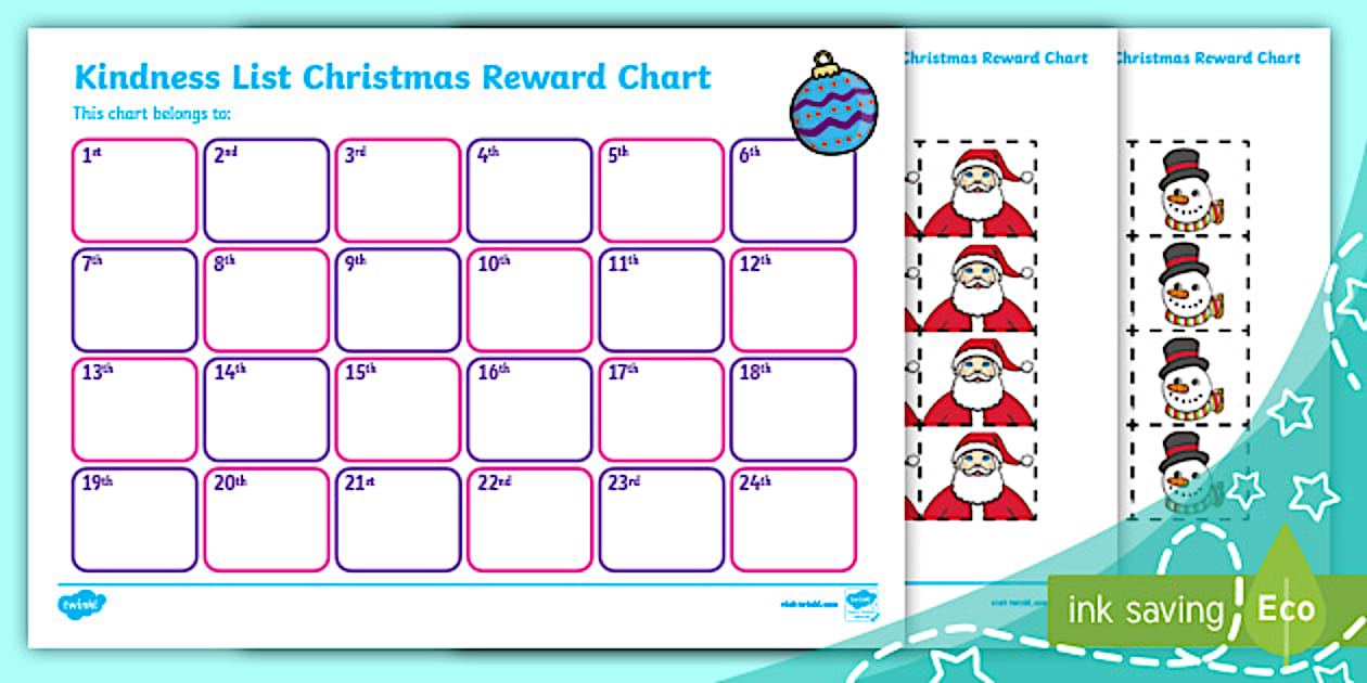Kindness List Christmas Reward Chart