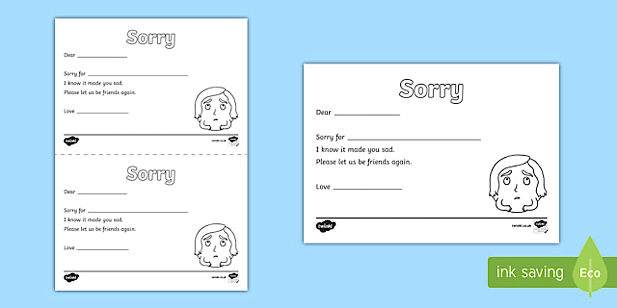 Editable Saying Sorry Worksheet (Lehrer gemacht) - Twinkl