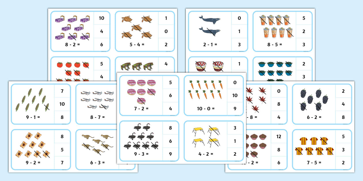 Subtraction Clip Cards