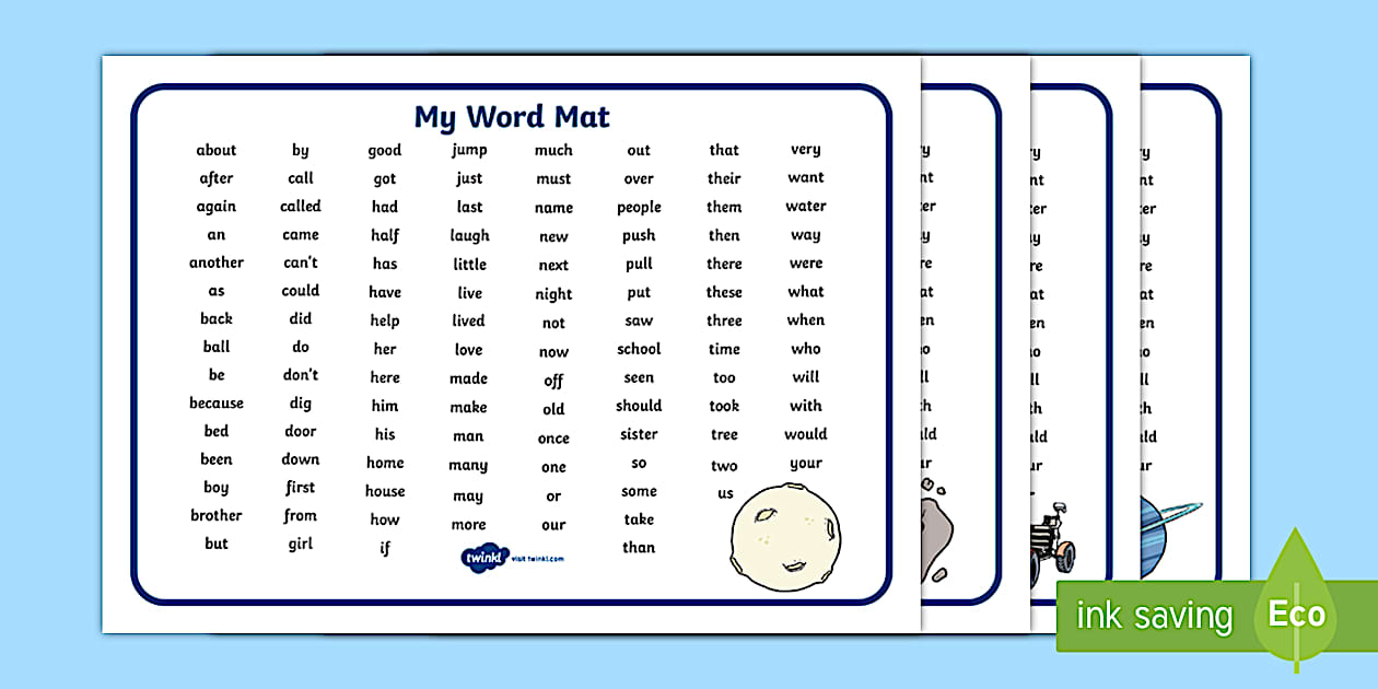 Space Themed KS1 Word Mat (teacher made) - Twinkl