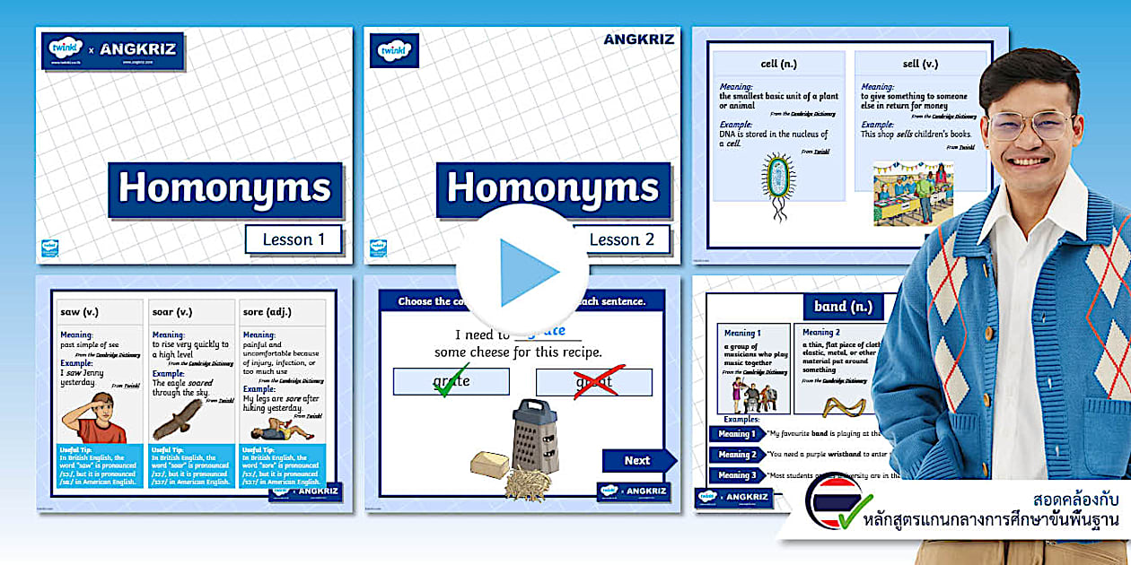 FREE! - ANGKRIZxTwinkl - Homonyms & Homophones PowerPoint with Quiz