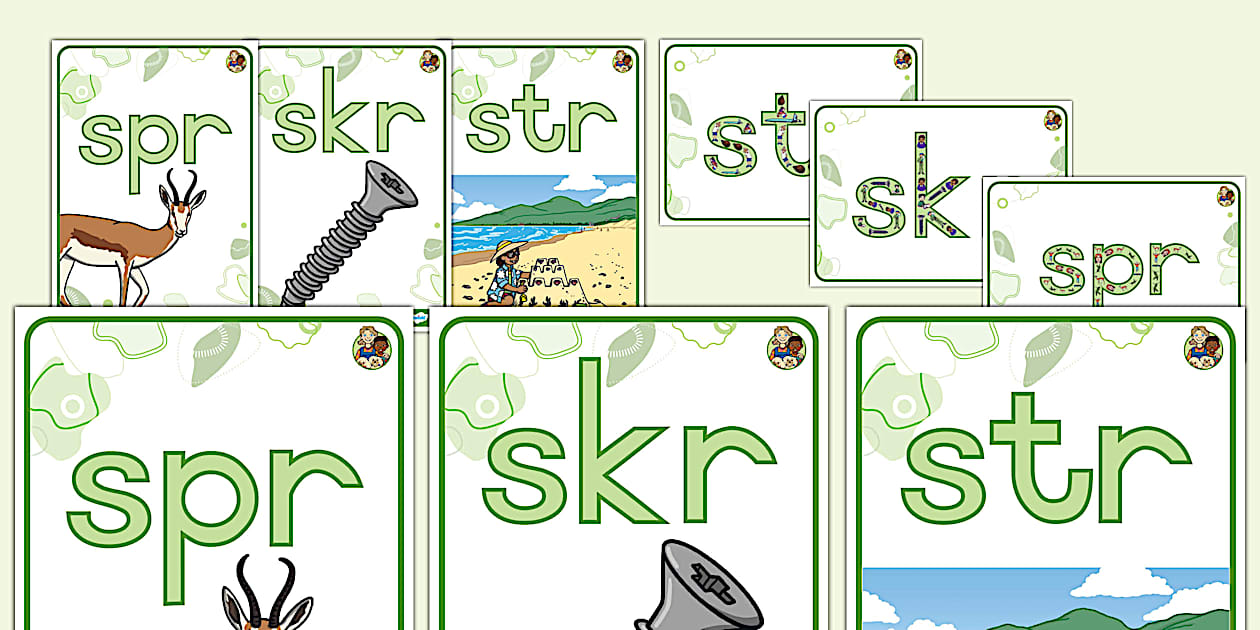 Graad 3 Klanke: Plakkate spr-, skr-, str- - Twinkl