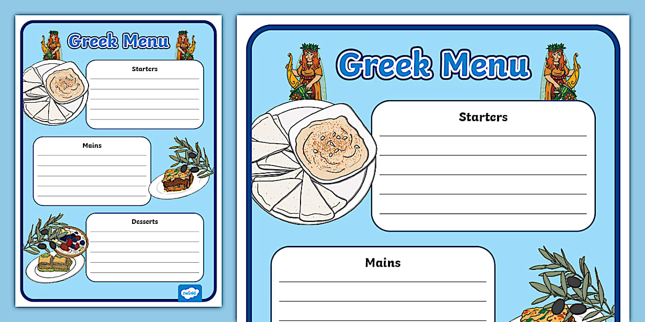 Greek Menu Template (teacher made) - Twinkl
