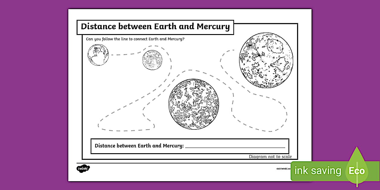 Distance From Earth to Mercury Tracing Activity - Twinkl