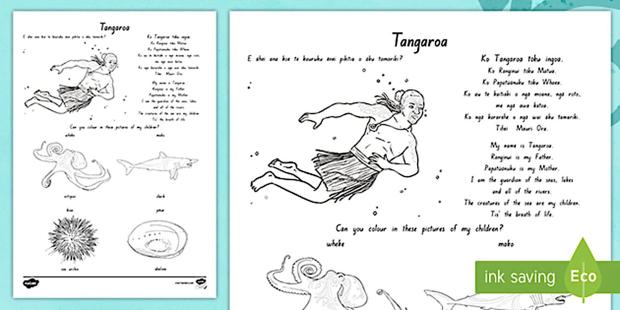 Tangaroa Māori God of the Sea Colouring Activity - Twinkl