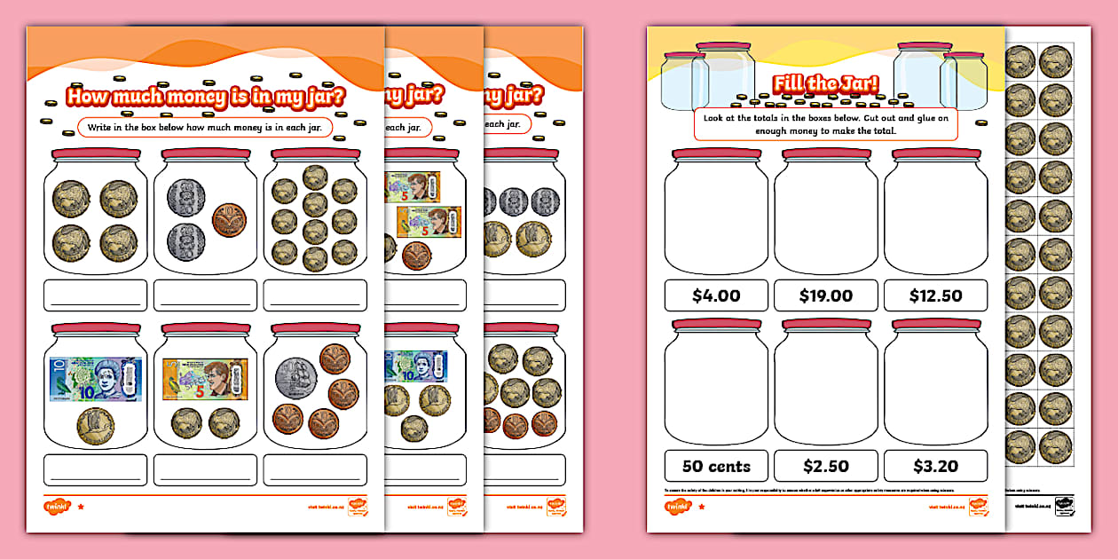 How Much Money Is in My Jar? NZ Money up to $20 - Twinkl