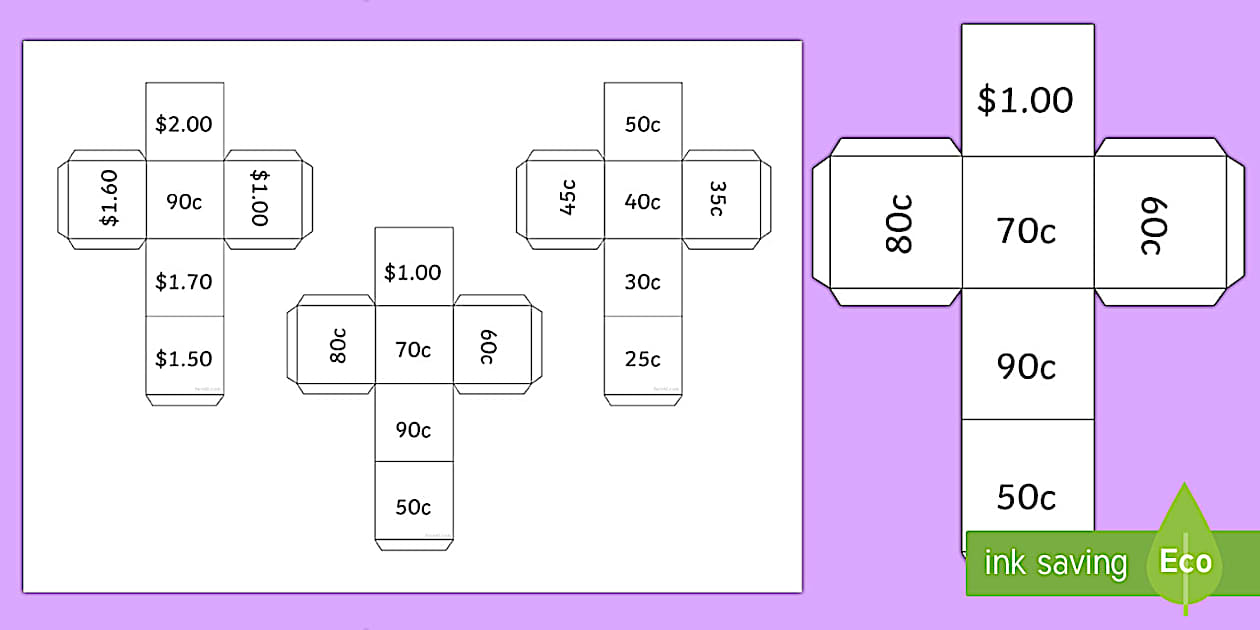 Money Dice Net (teacher made) - Twinkl