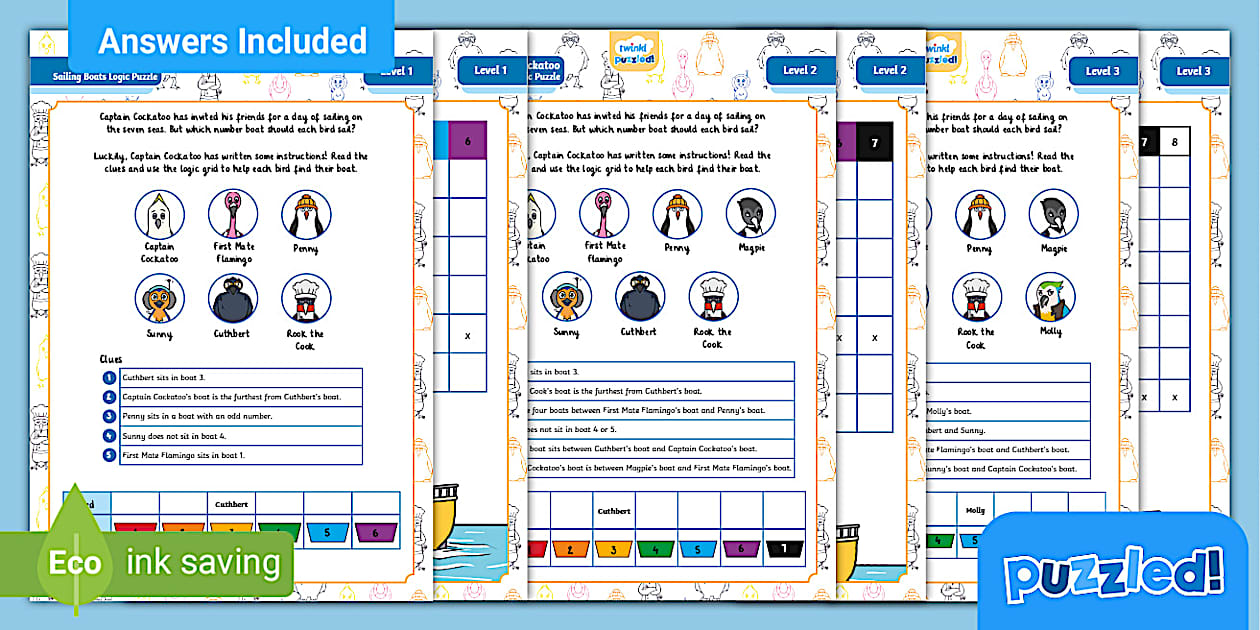 Captain Cockatoo Logic Puzzle Pack (teacher made) - Twinkl