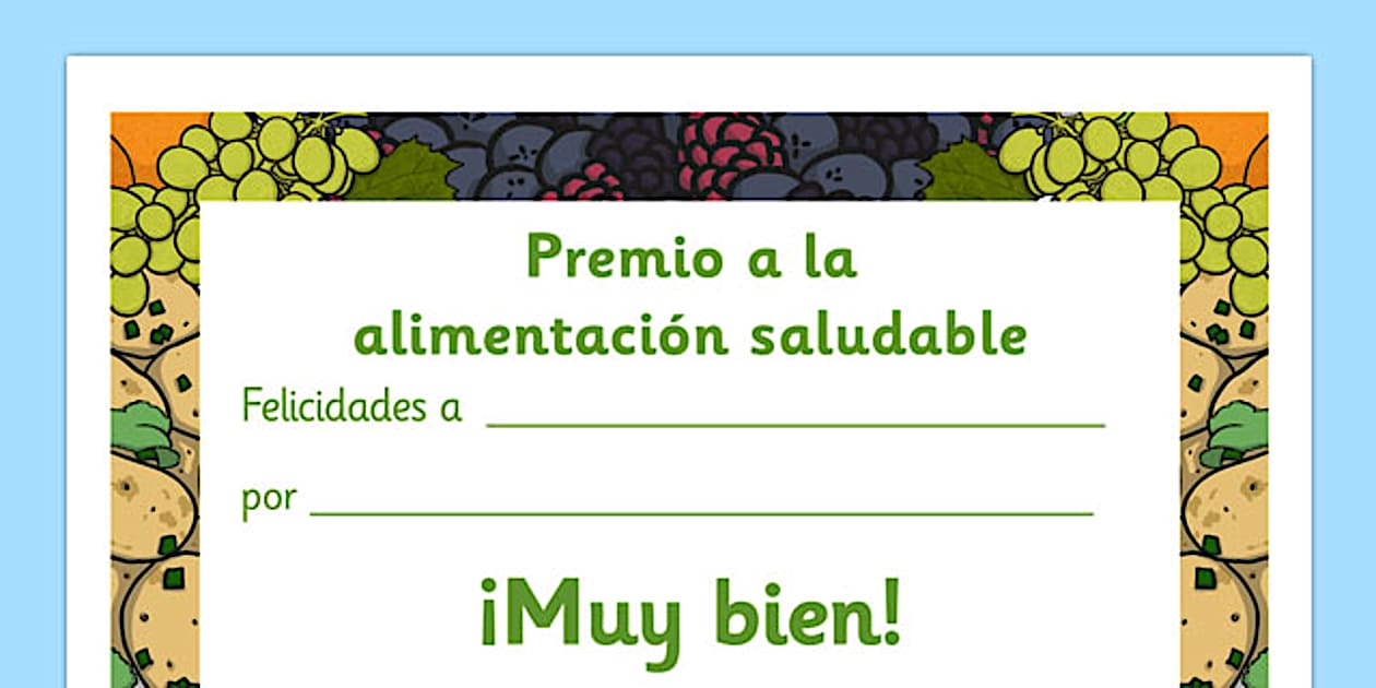 Diplomas de comer saludable (teacher made) - Twinkl