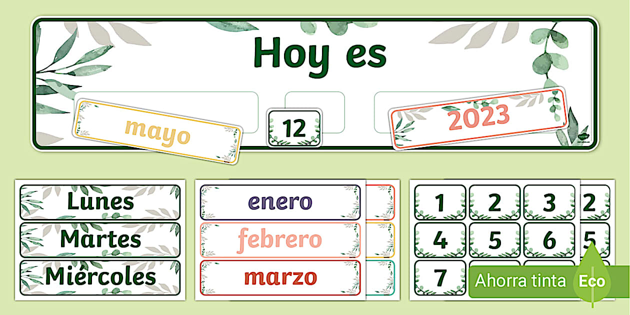 Pack de exposición: La fecha de hoy - Tema botánico