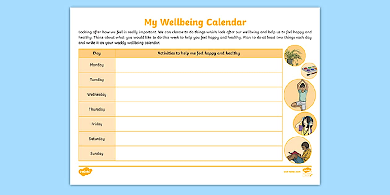 Children's Wellbeing Calendar (teacher made) - Twinkl