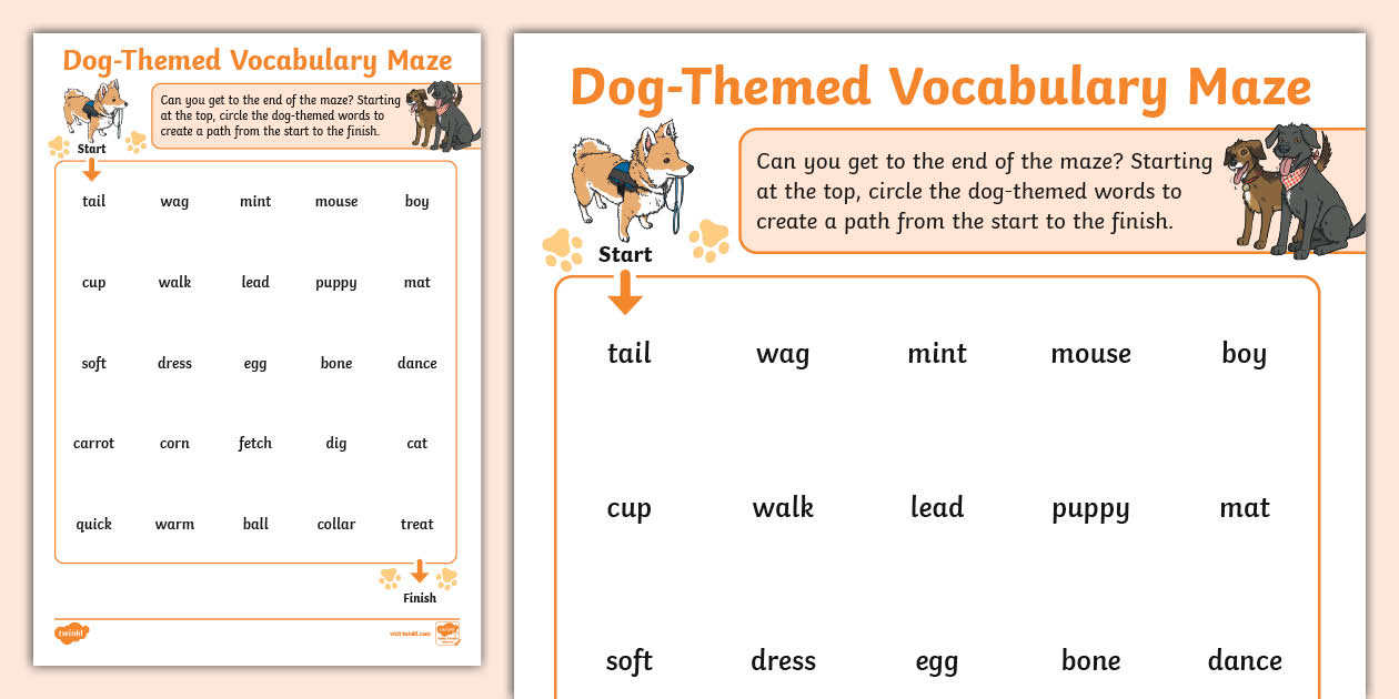 Dog-Themed Word Maze - Twinkl Pet Topics (teacher made)