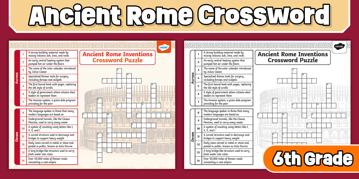 Sixth Grade Ancient Rome Inventions Crossword Puzzle