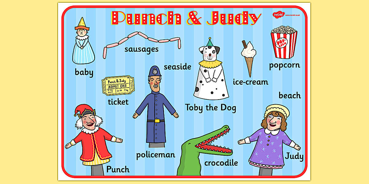 Cursive Punch and Judy Word Mat (teacher made) - Twinkl