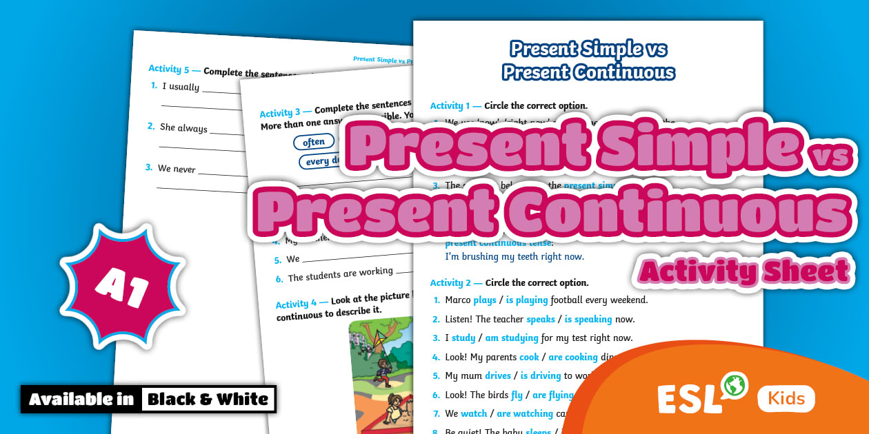 ESL Present Simple vs Present Continuous {Activity}