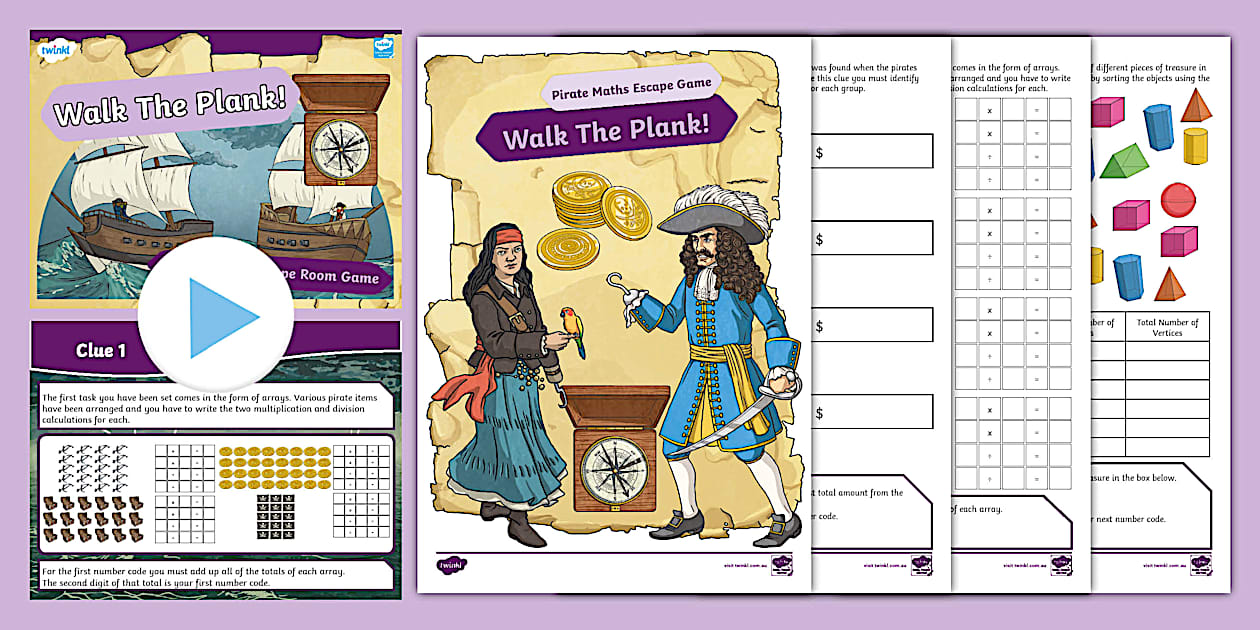 Walk the Plank! Pirate Maths Game | Escape Room | Year 3-4