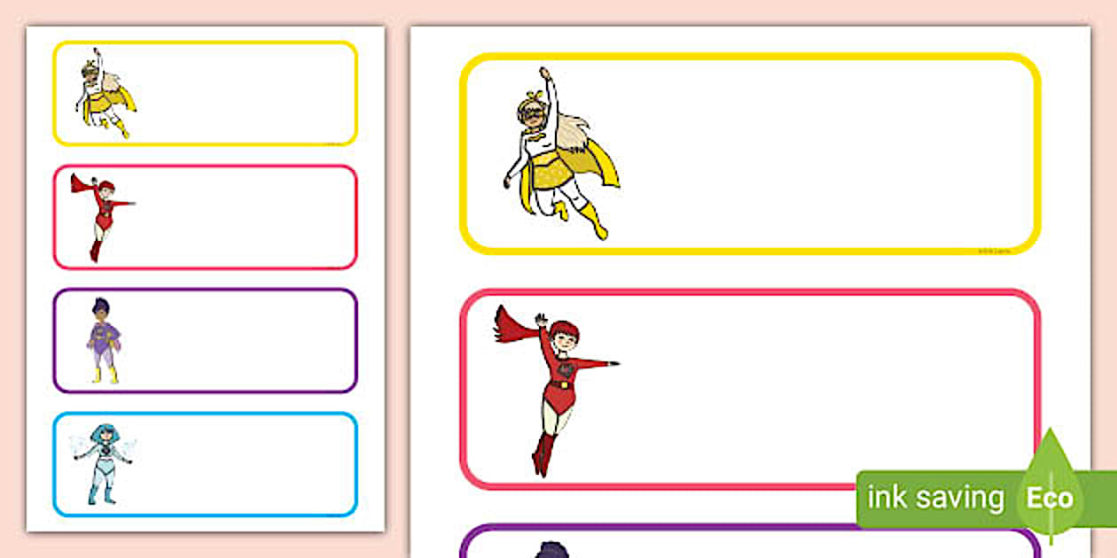Editable Female Superhero Labels