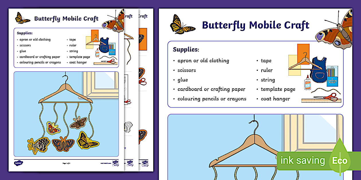 Butterfly Mobile Craft (teacher made) - Twinkl