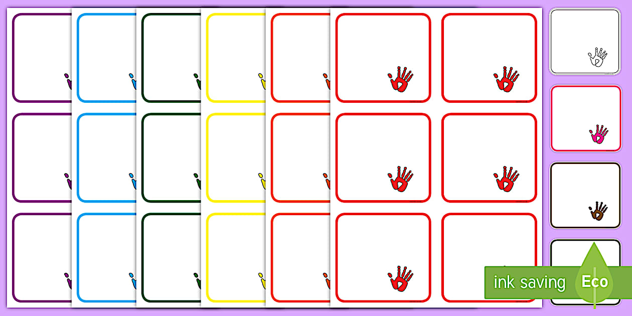 Editable Handprint Themed Square Peg Labels - Twinkl