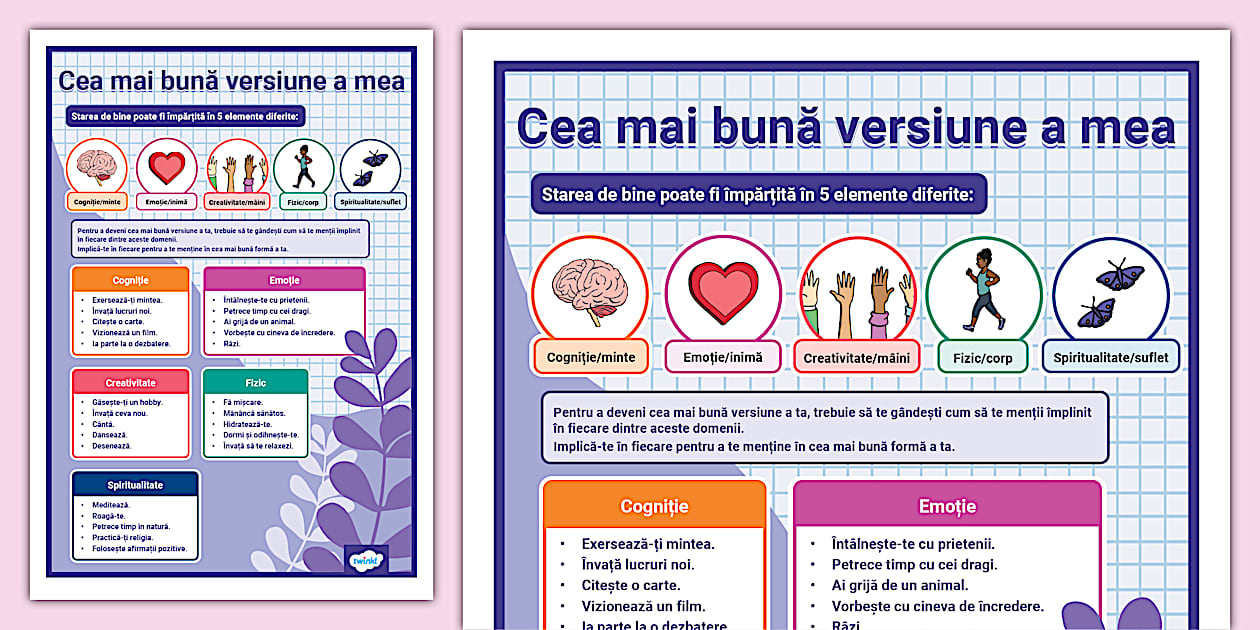 Cele 5 elemente ale stării de bine – Planșă - Twinkl