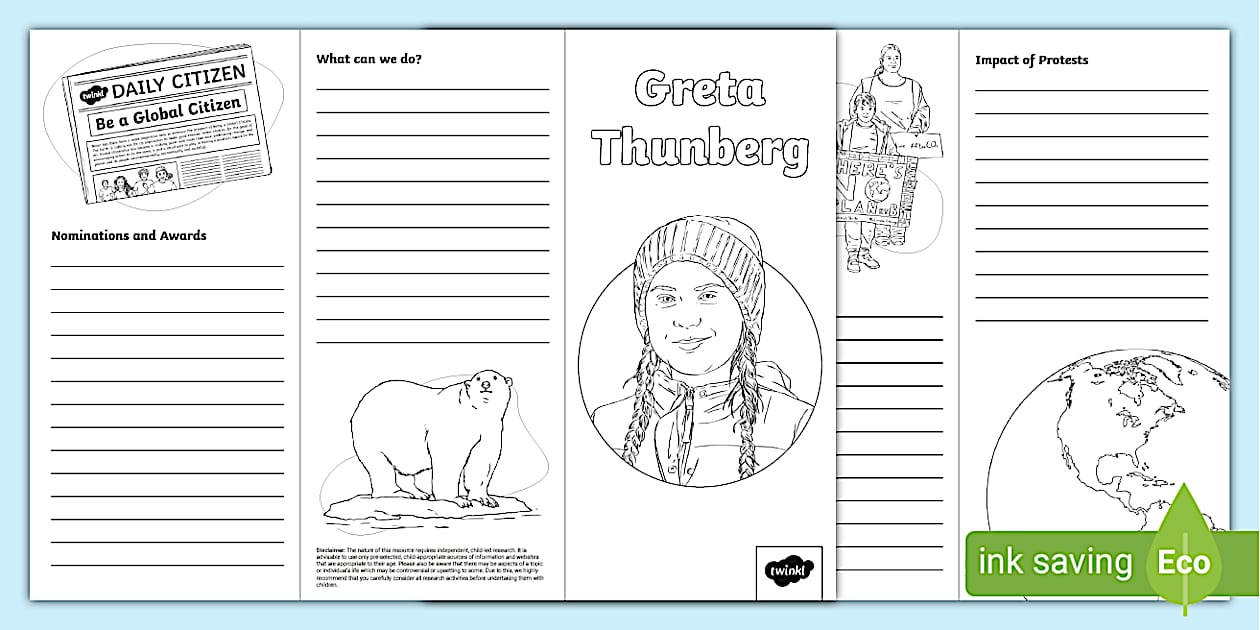 Greta Thunberg Leaflet Template (teacher made) - Twinkl