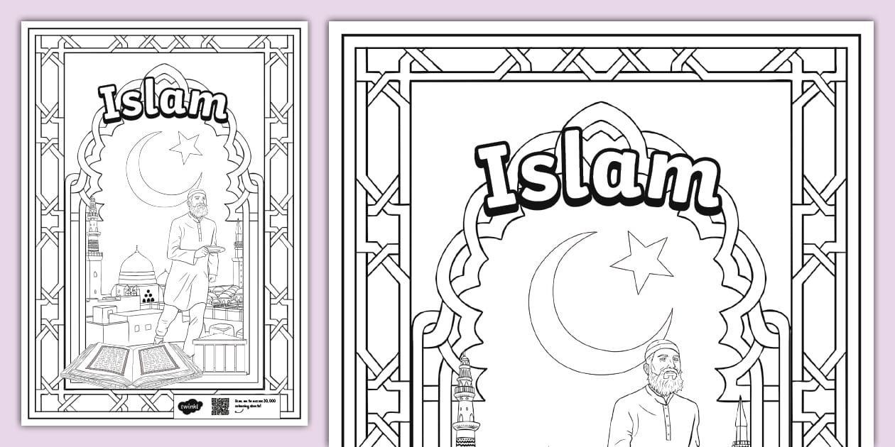 Islam Colouring Book Cover Page (teacher made) - Twinkl