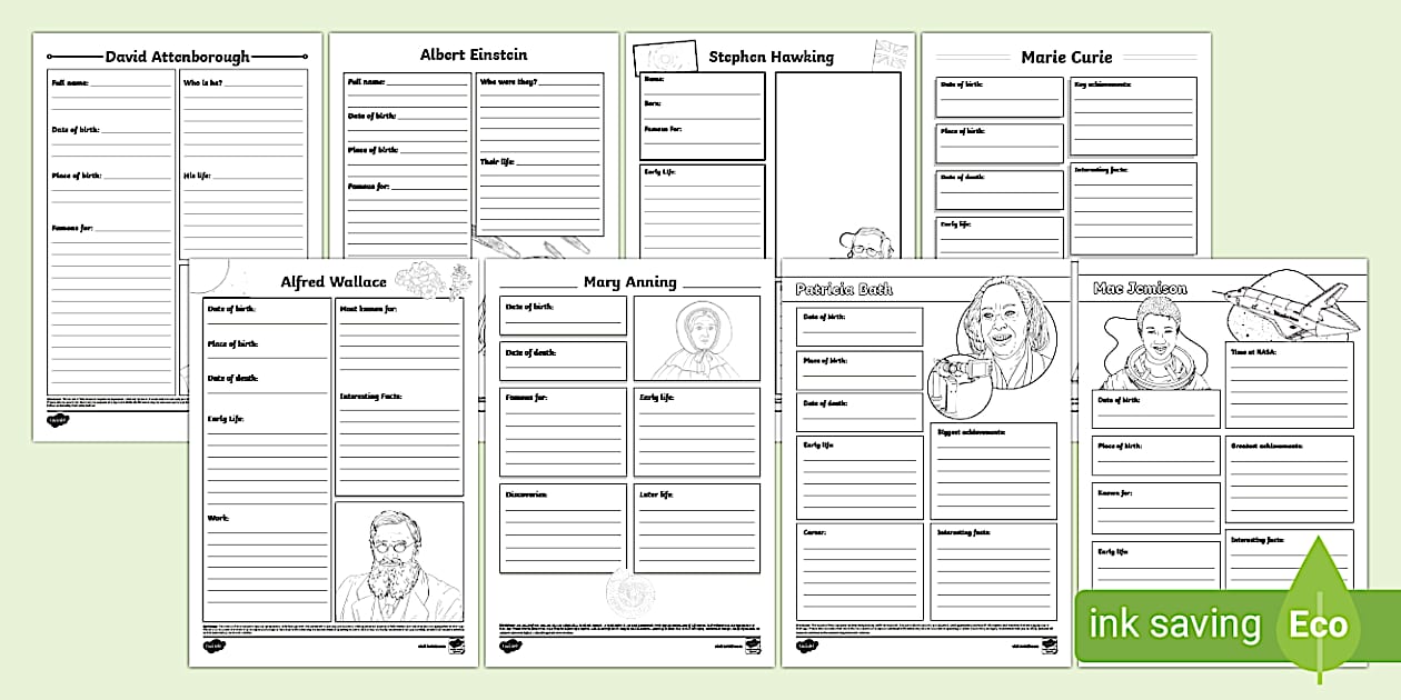 KS2 Significant Scientist Fact File Template Pack - Twinkl