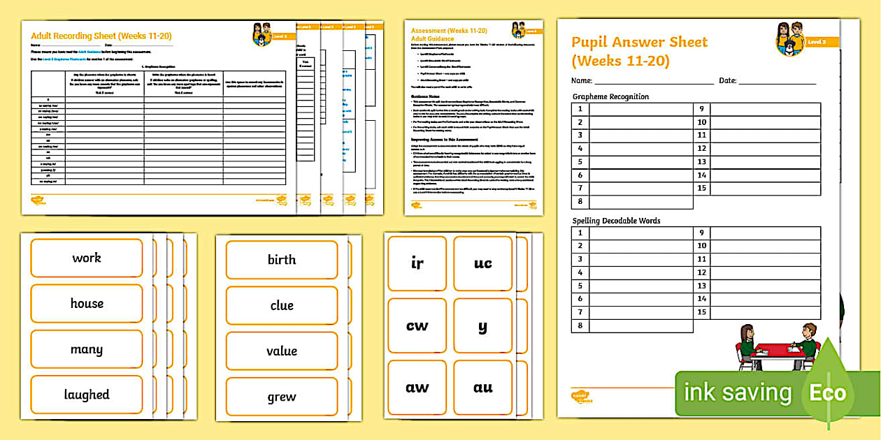 Level 5 Phonics Assessment Pack Weeks 11-20