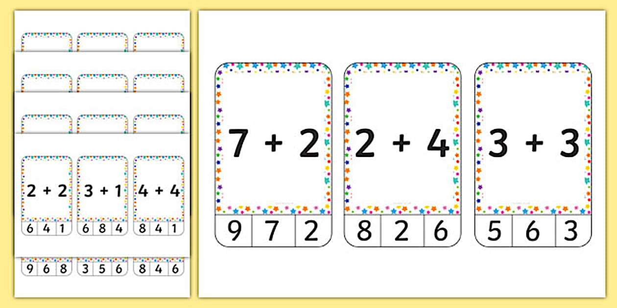 Multicoloured Stars Themed Addition to 10 Peg Activity