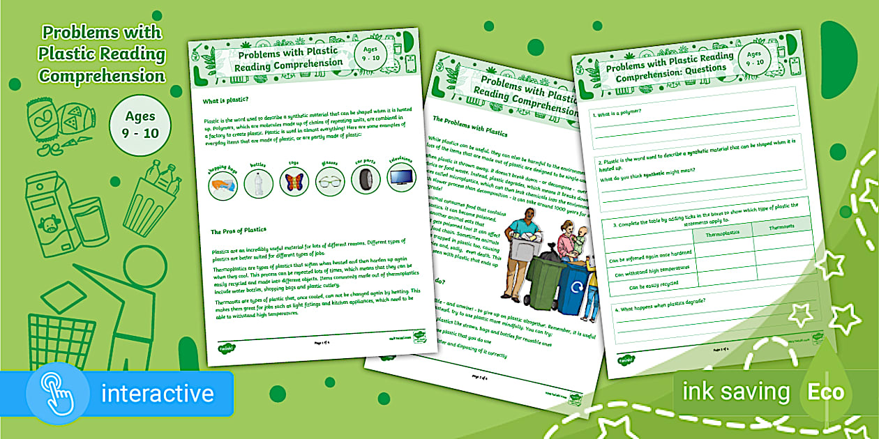 Problems with Plastic Reading Comprehension Activity (9-10)