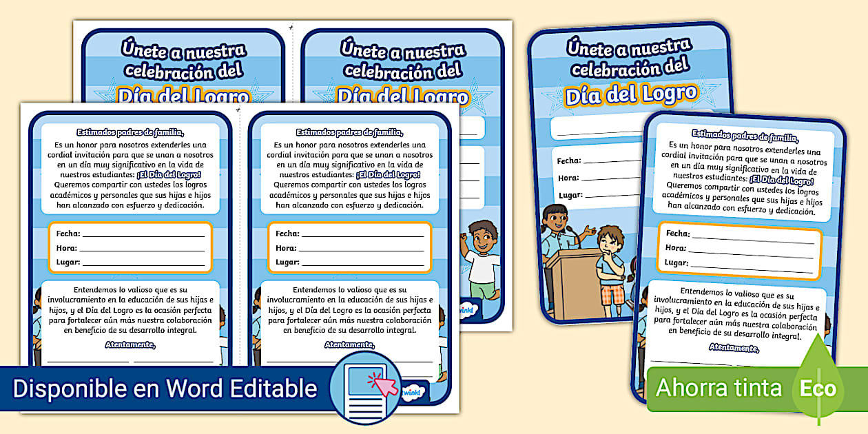 Invitación para el Día del Logro | Editable | Twinkl Perú