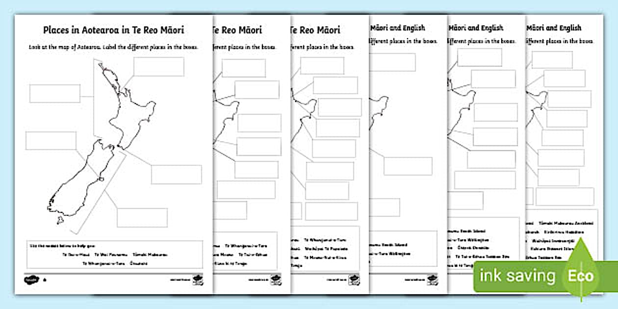Labelling Aotearoa Differentiated Worksheets Te Reo Māori/English