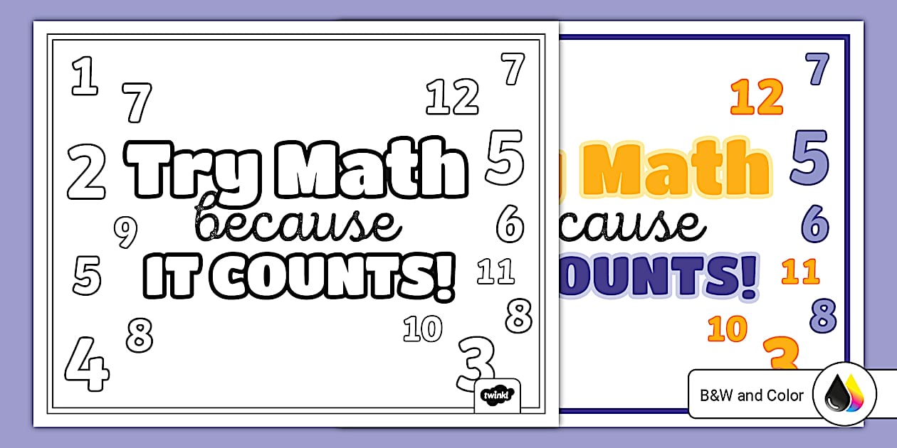 Try Math Because It Counts 7th Grade Math Class Poster