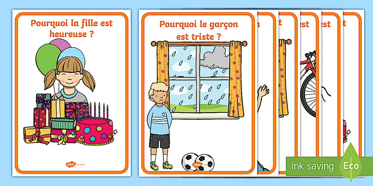 Cartes pour jeu de questions : les émotions (teacher made)