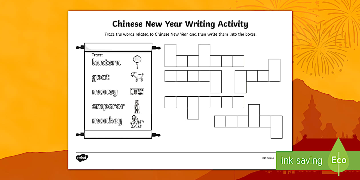 Chinese New Year Writing Worksheet (teacher made) - Twinkl