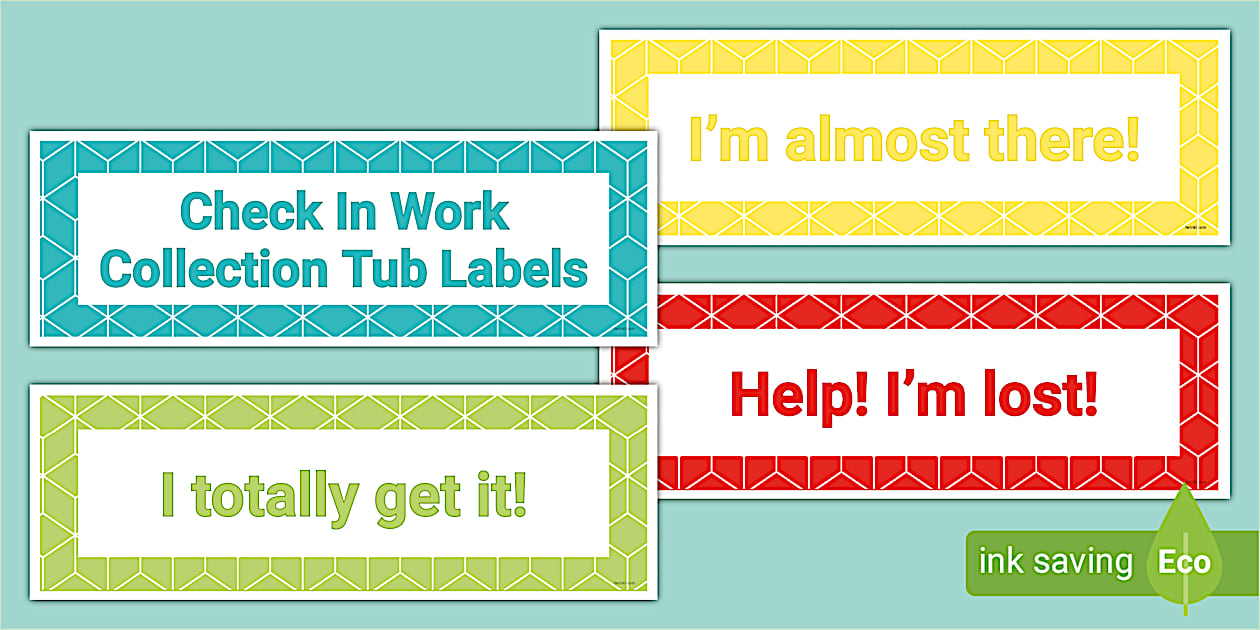 Check In Work Collection Tub Labels