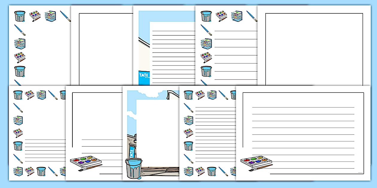 Editable Paintbrush Page Border Pack (teacher made) - Twinkl