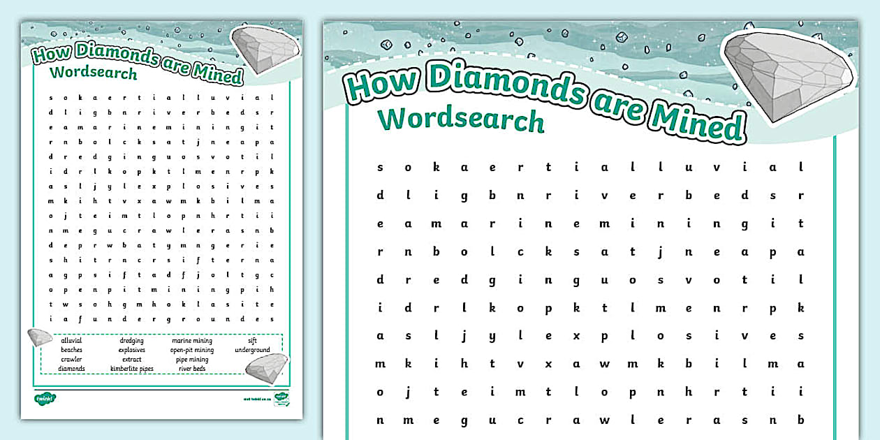 How Diamonds are Mined - Word Search (teacher made) - Twinkl