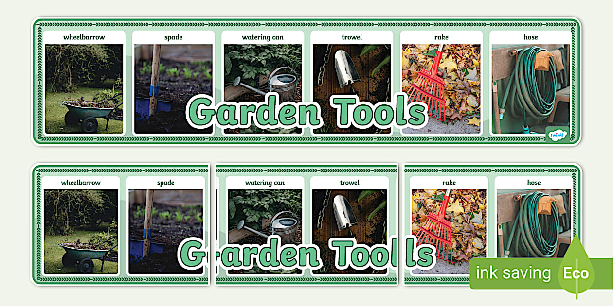 Garden Tools Photo Display Banner (Teacher-Made) - Twinkl