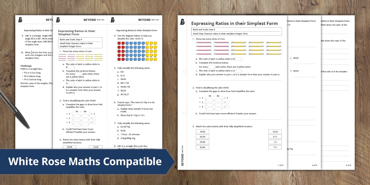 👉 Expressing Ratios in their Simplest Form (teacher made)