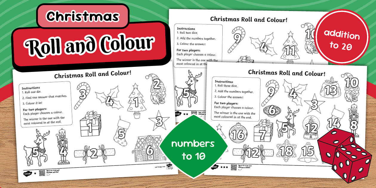 Roll and Colour Christmas Activity Sheet