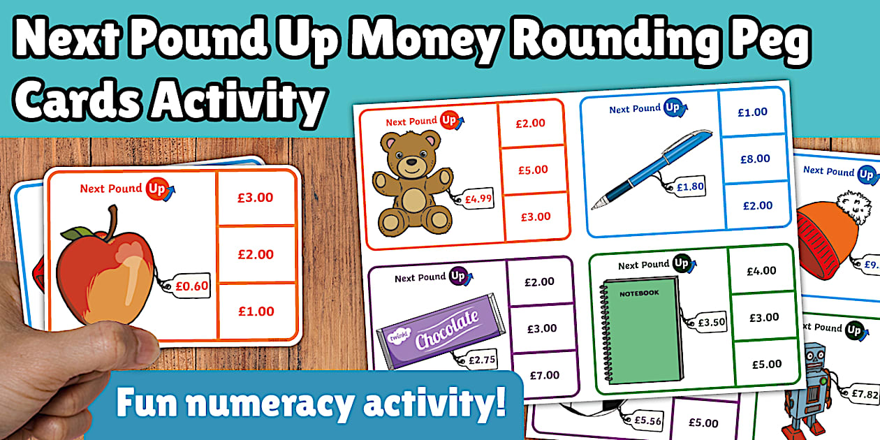 👉 Next Pound Up Money Rounding Peg Cards Activity