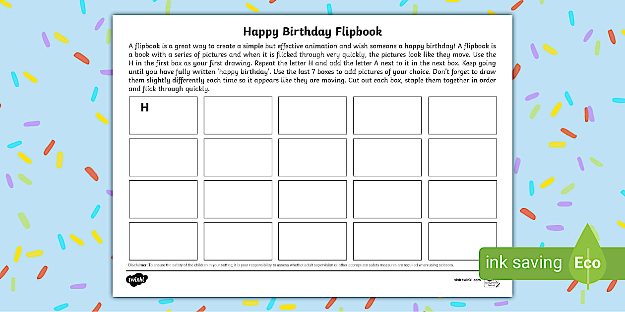 Happy Birthday Flipbook Worksheet (teacher made) - Twinkl
