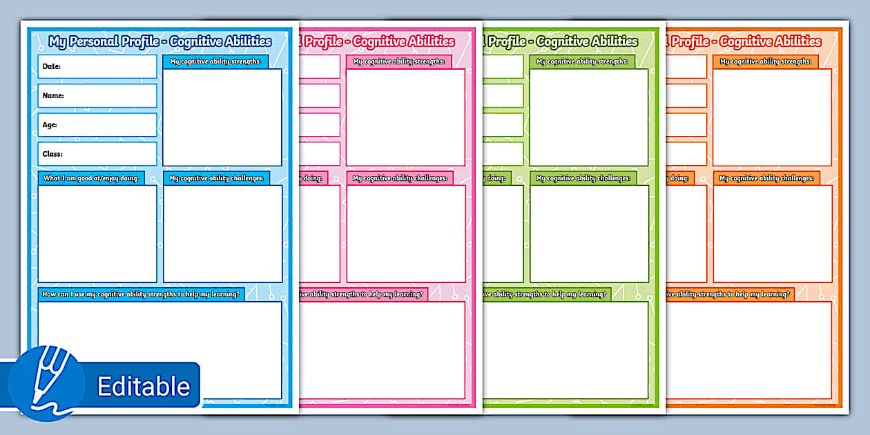 My Personal Profile - Cognitive Abilities (Teacher-Made)