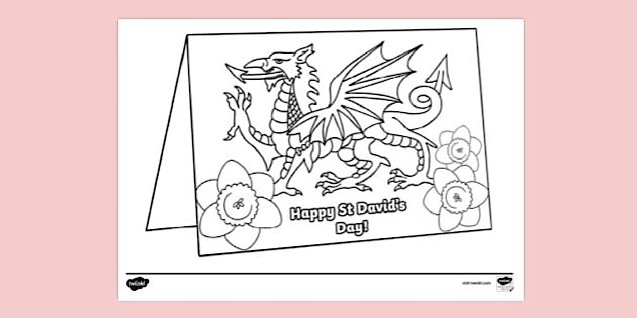 St Davids Day Card Colouring | Colouring Sheets - Twinkl