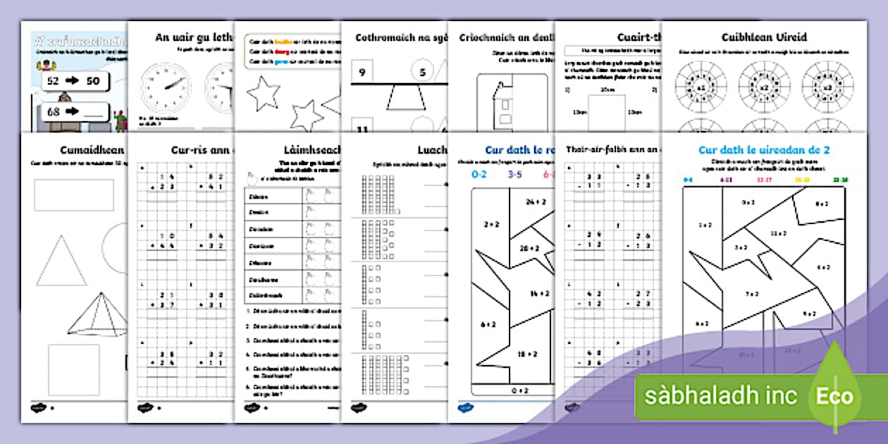 A' Chiad Ìre Clas 3 Àireamhachd – Pasgan-obrach Ionnsachaidh aig an Taigh
